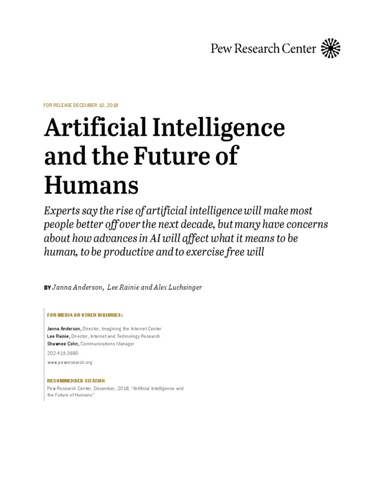 Future of AI and Humanity (Pew Research Center) | PDF | Artificial ...