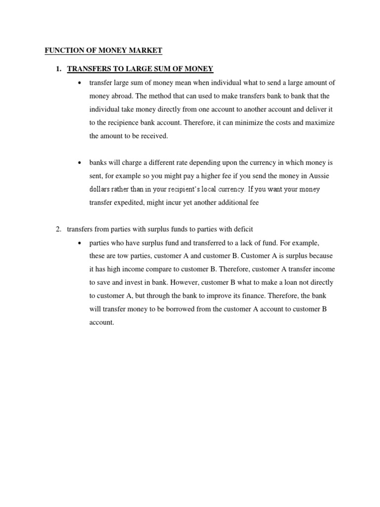 Function of Money Market | PDF | Loans | Interest Rates