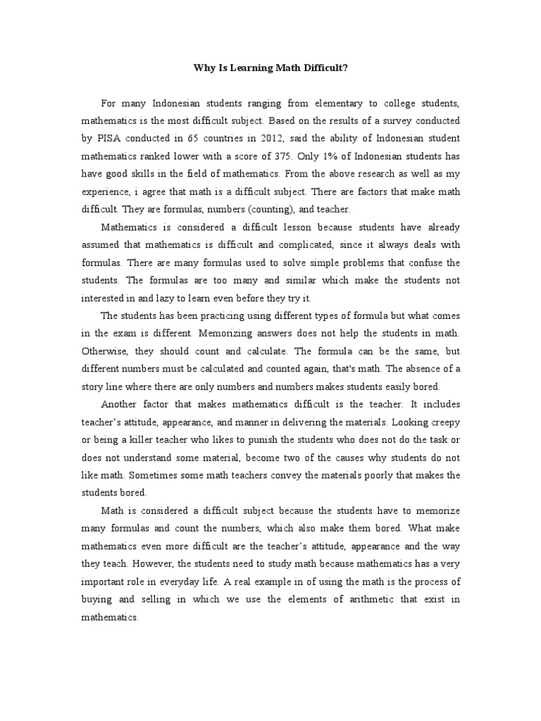 Why Is Learning Math Difficult | PDF