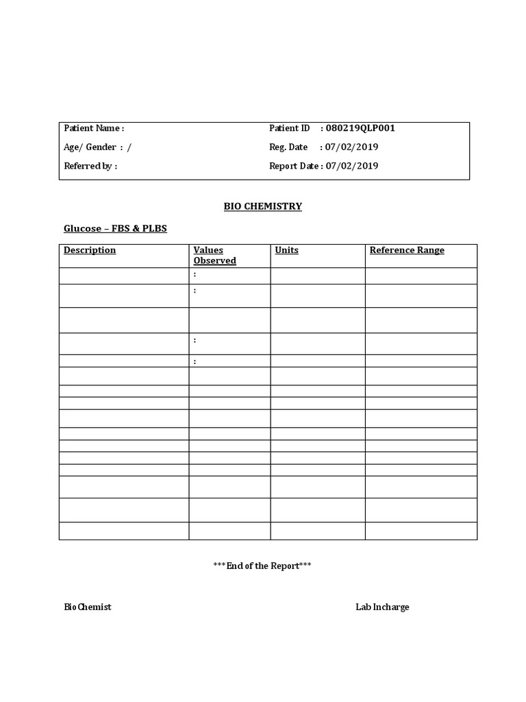 Bio Chemistry Glucose - FBS & PLBS | PDF