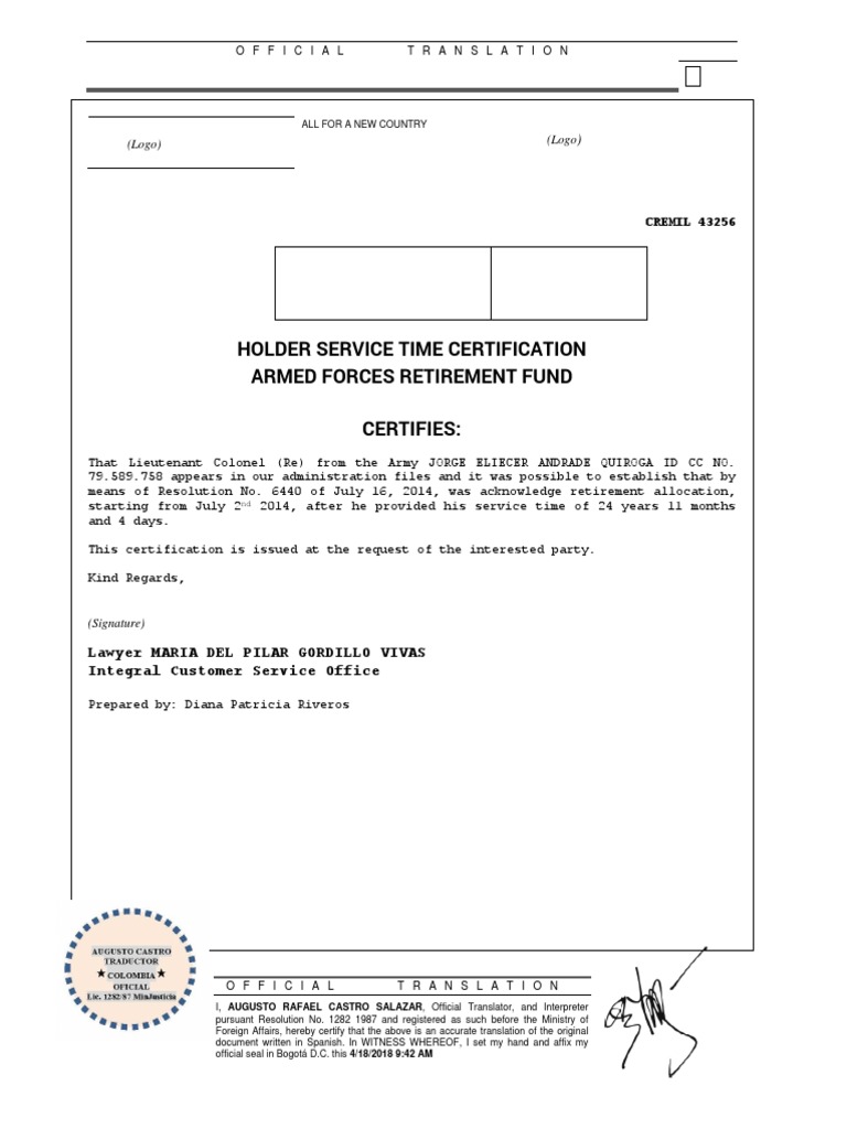 Official Retirement Certification Document | PDF | Government