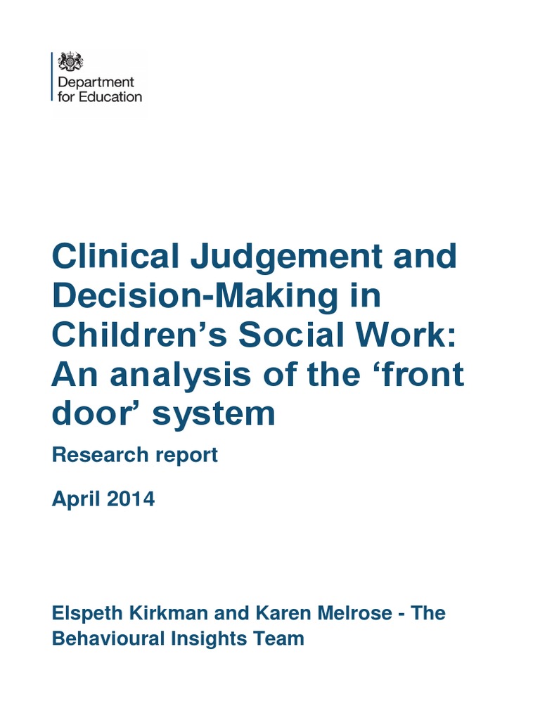 Clinical Judgement and Decision-Making in Childrens Social Work PDF ...