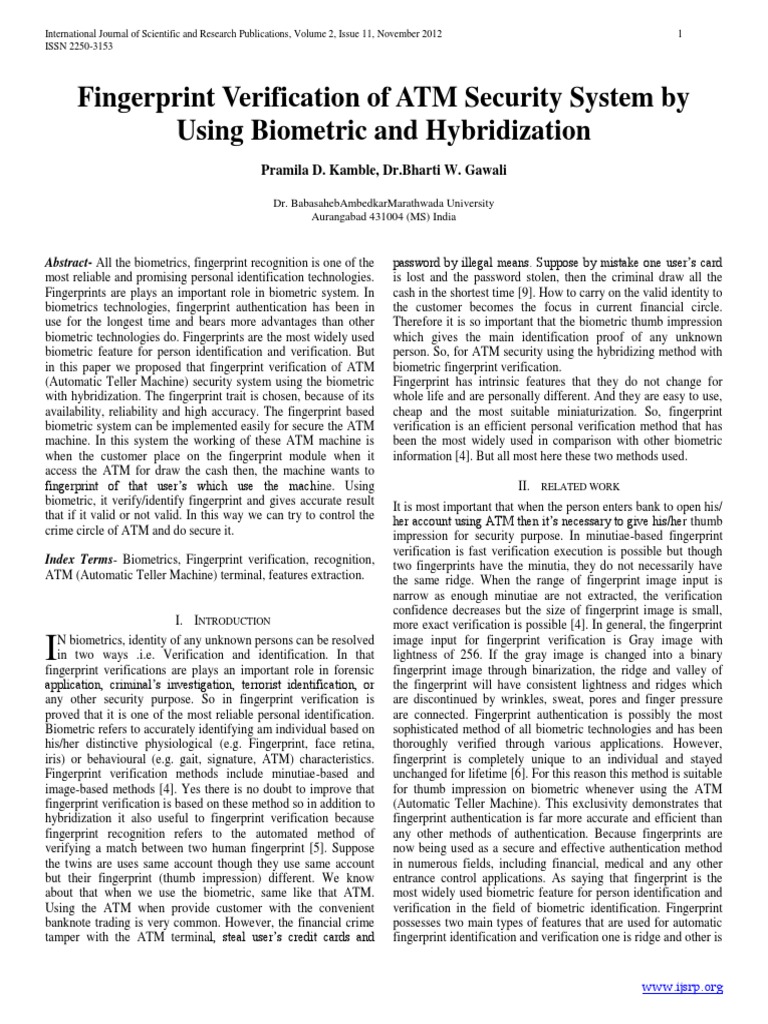 Fingerprint-Based ATM Security System | PDF | Fingerprint | Authentication