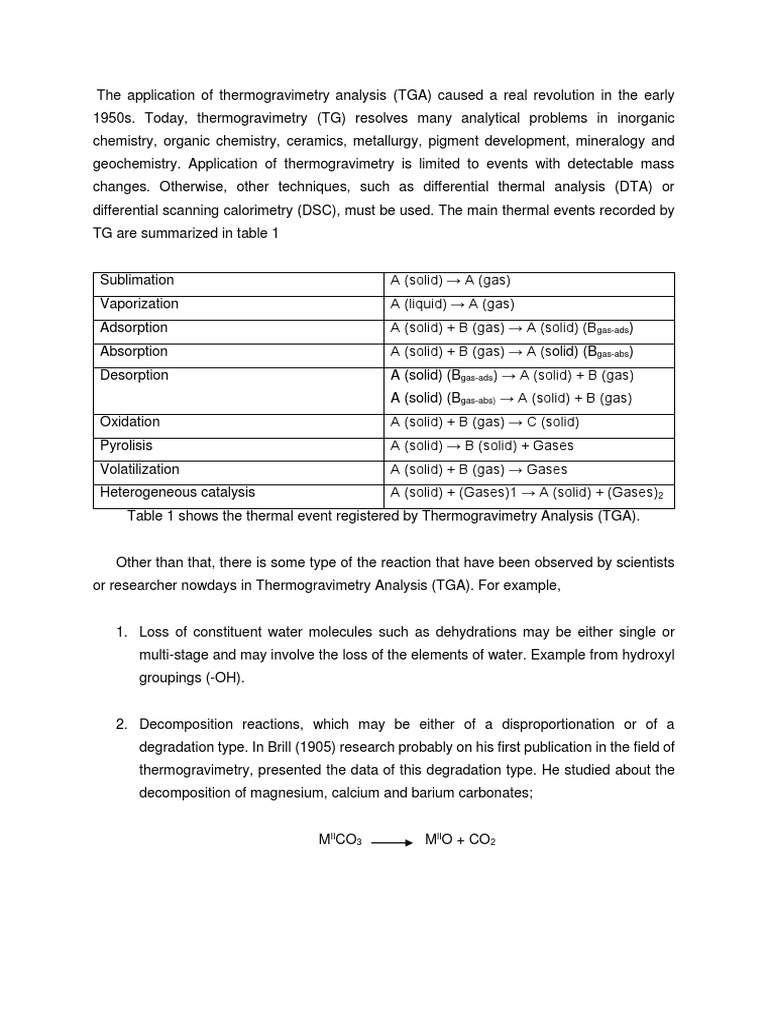 Application TGA | PDF | Thermogravimetric Analysis | Differential Scanning Calorimetry