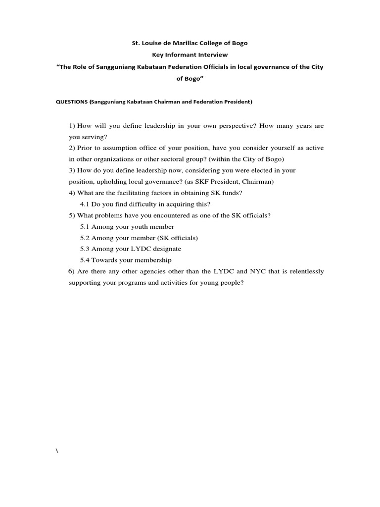 Key Informant Interview | PDF | Public Sphere | Government