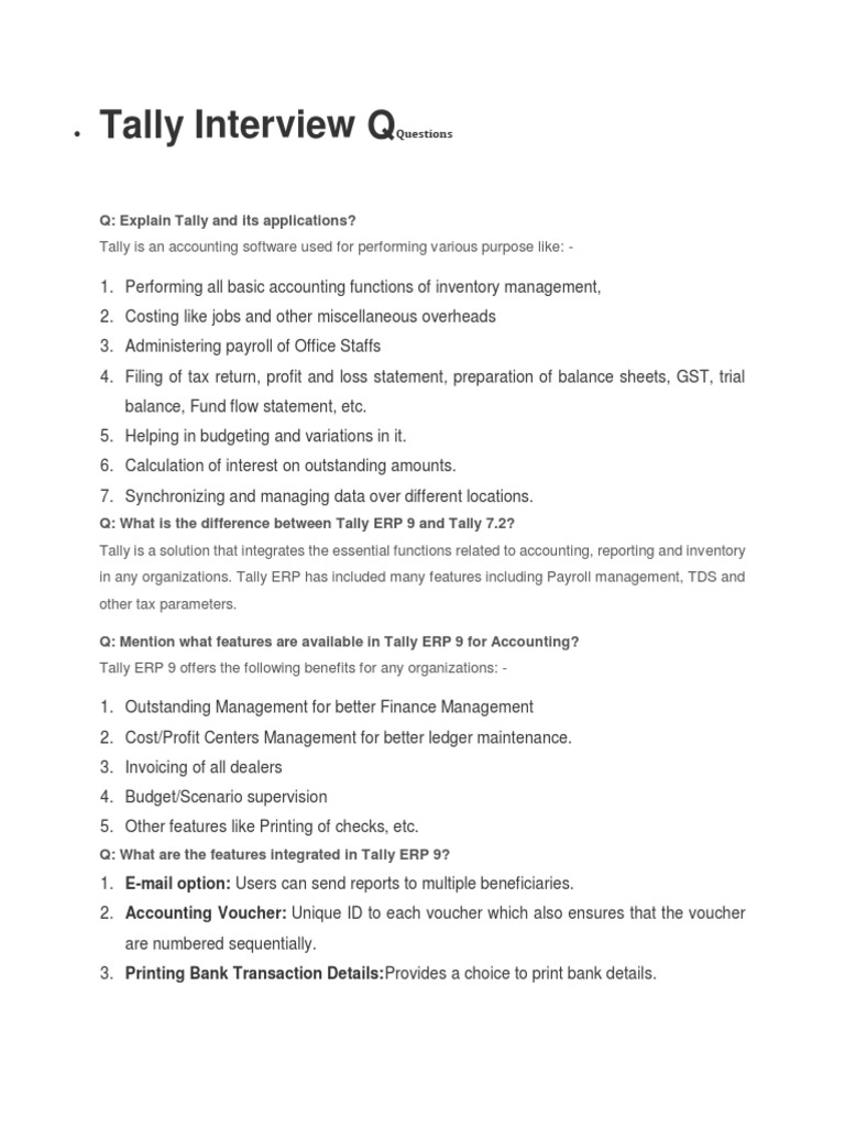 Tally Interview | PDF | Debits And Credits | Voucher