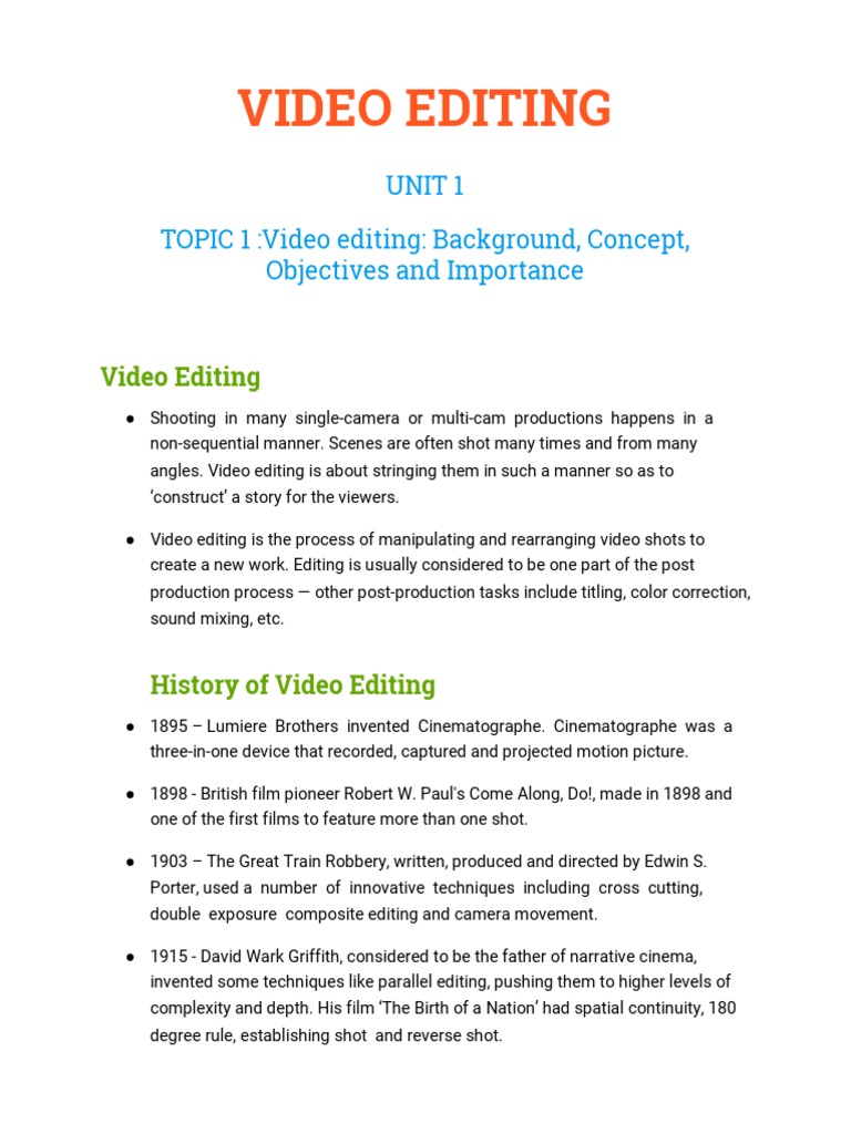 Video Editing Concept and Process | PDF | Videotape | Personal Computers