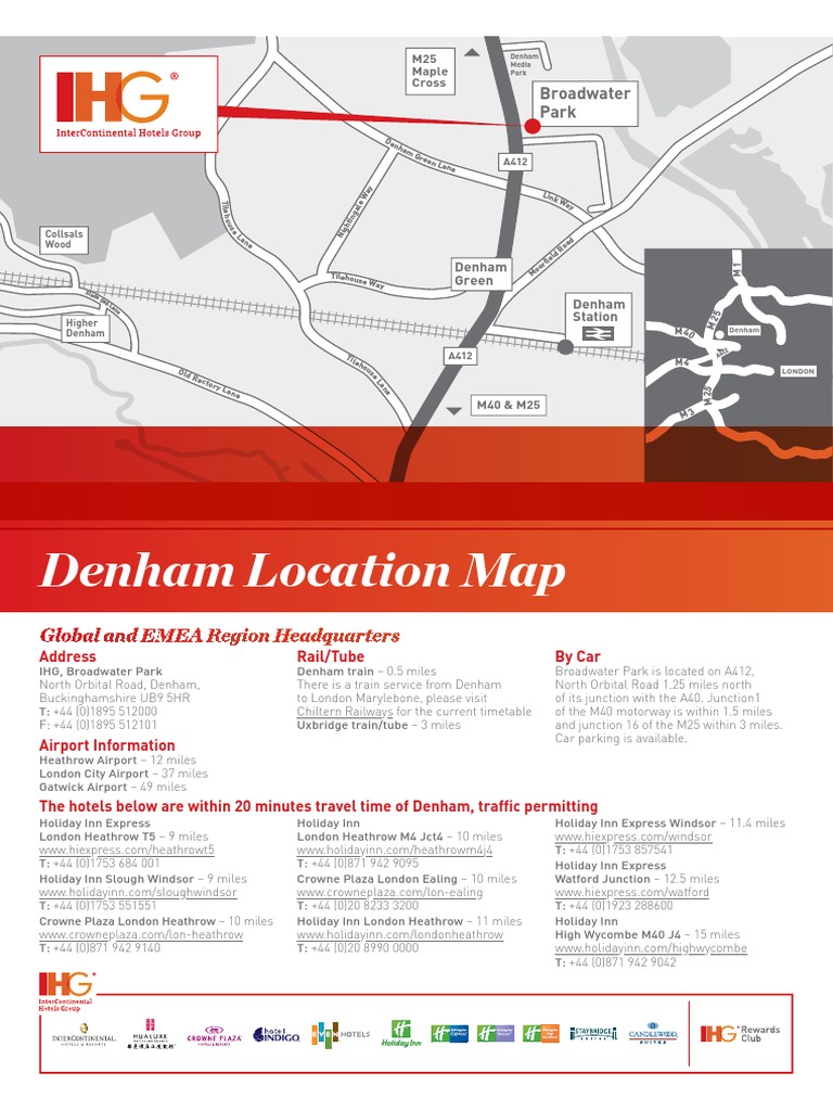Denham Location Map: Global and EMEA Region Headquarters | PDF | London ...