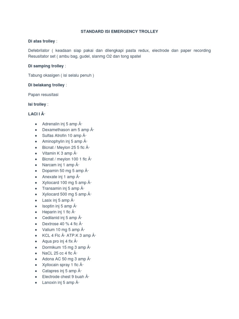 Standard Isi Emergency Trolley | PDF