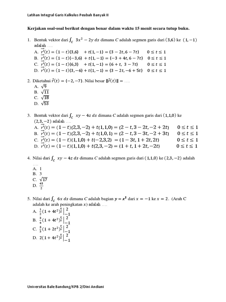 Latihan Integral Garis | PDF | Metode & Bahan Ajar