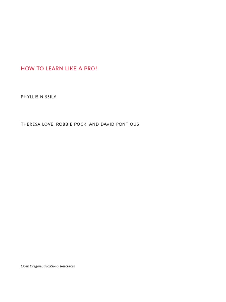 How To Learn Like A Pro 1541014215 PDF | Download Free PDF | Learning ...