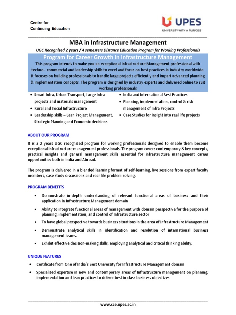 Program For Career Growth in Infrastructure Management | PDF ...