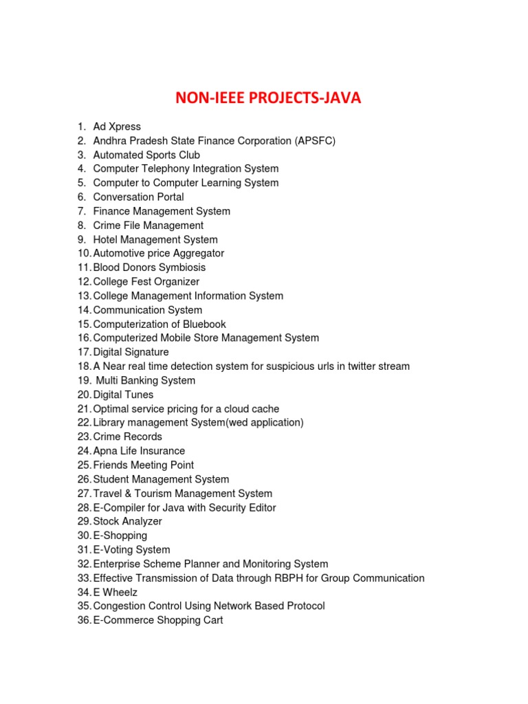 A Comprehensive List of Java Projects Across Multiple Domains | PDF ...