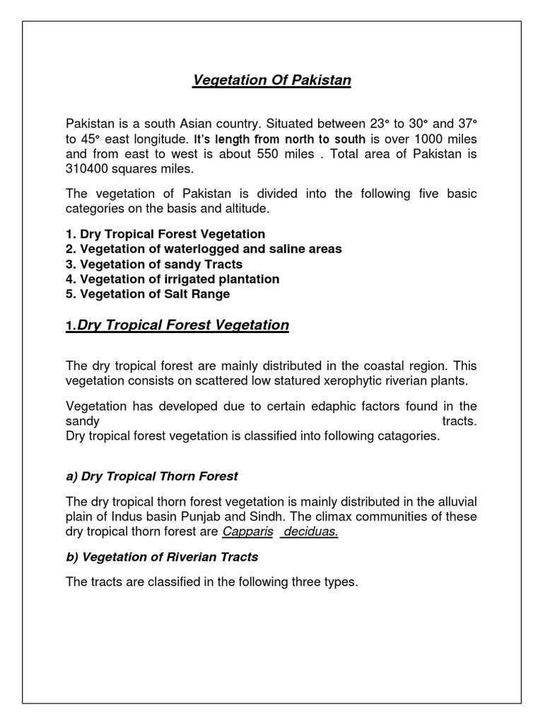 Vegetation of Pakistan | PDF | Grassland | Vegetation