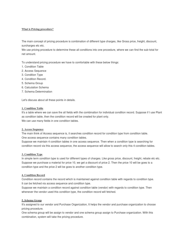 What Is Pricing Procedure | PDF | Pricing | Xml Schema
