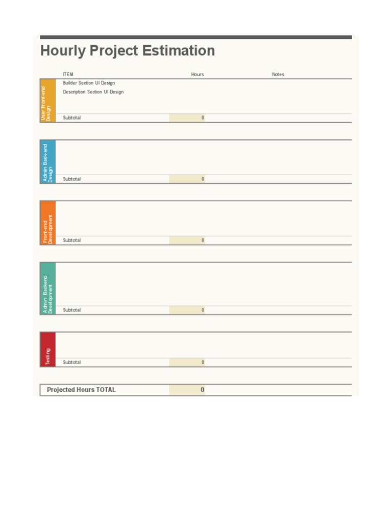 Hourly Project Estimation: Item Hours Notes | PDF