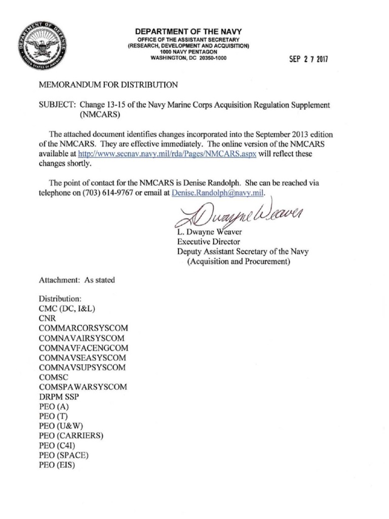 NMCARS 13 15 Change Letter | PDF | Government | Business