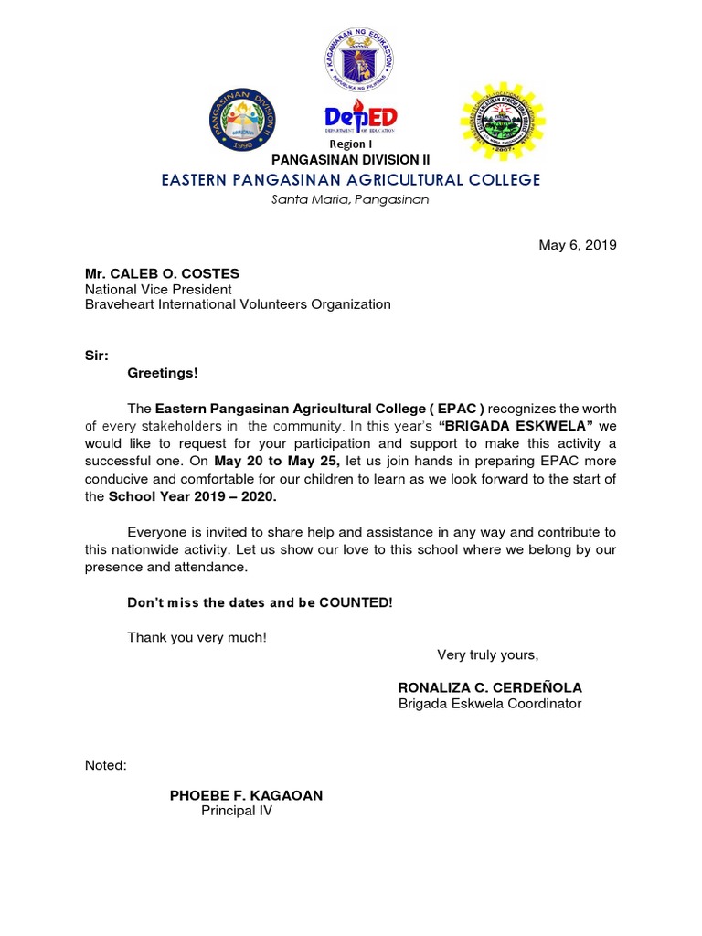 LETTER OF INVITATION (Barangay Council) | PDF | Sports | Leisure