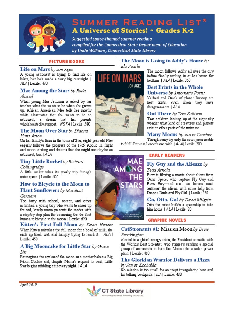 Summer Reading Grades k-2 2019 | PDF | Nasa | Nature