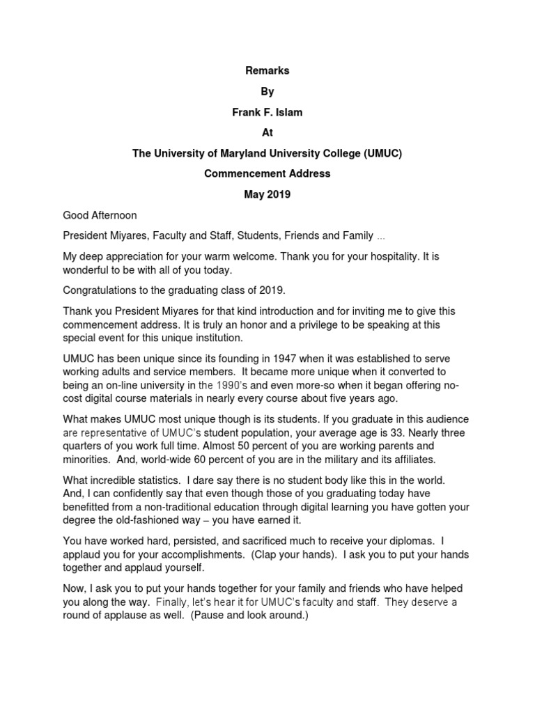 UMUC Commencement Address | PDF