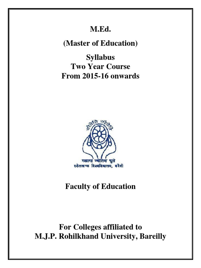 M.Ed. (Master of Education) Syllabus Two Year Course From 2015-16 ...