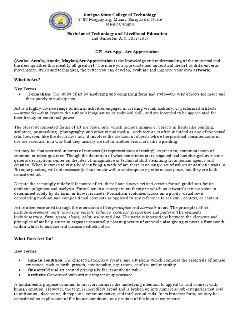 Handouts Art | PDF | Aesthetics | Composition (Visual Arts)