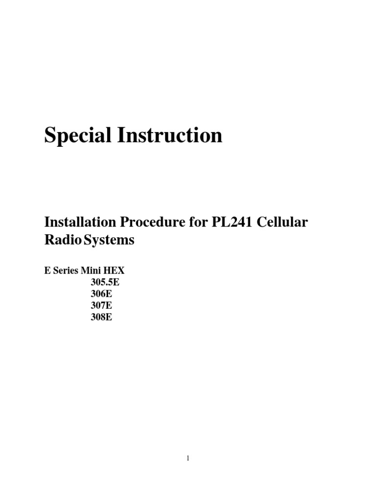 Special Instruction: Installation Procedure For PL241 Cellular Radio ...