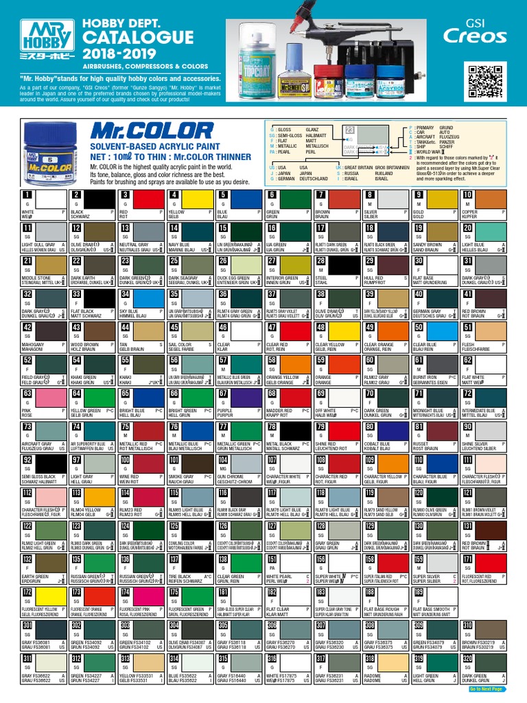 Mr. Hobby Paint Color Catalogue 2018-2019 | PDF | Chromium | Paint