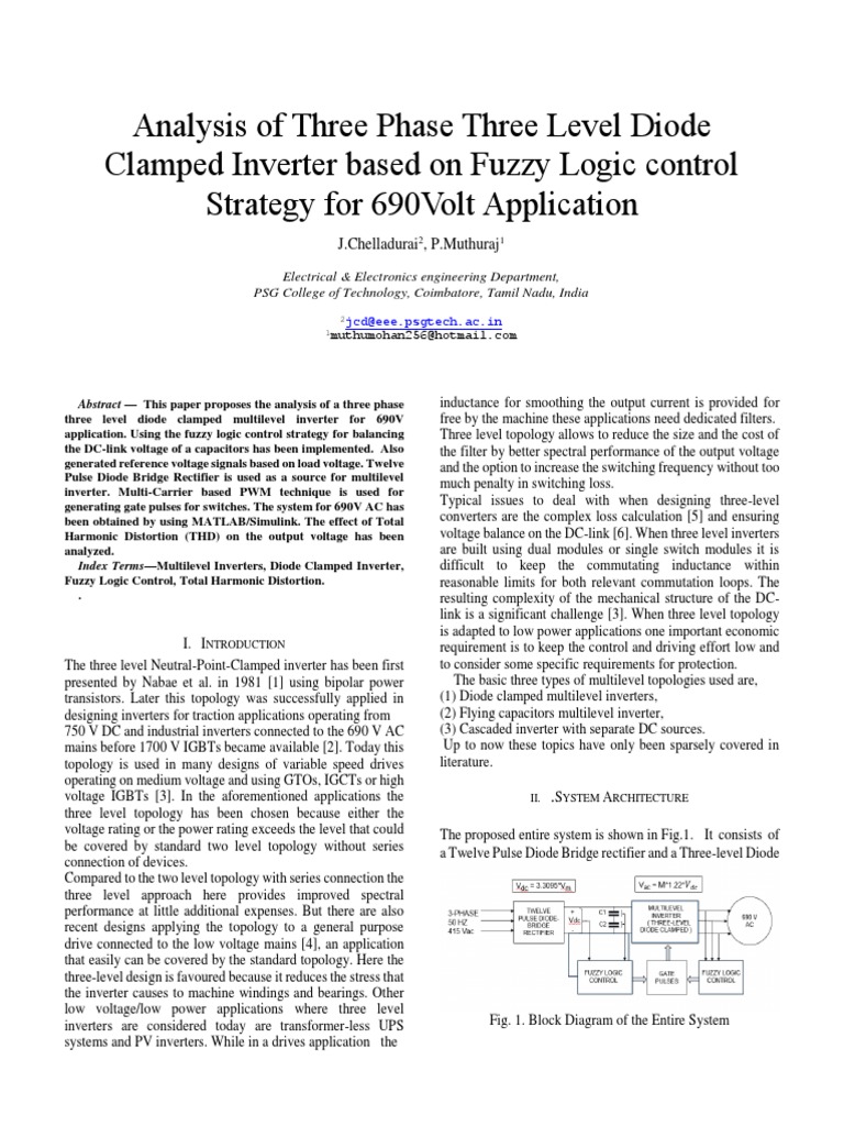 Analysis of 3-Phase 3-Level Diode Clampe PDF | PDF | Power Inverter ...