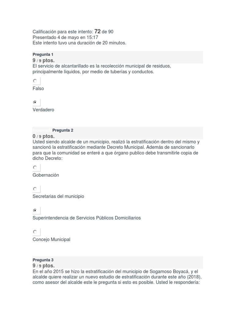 Quiz Servicios Publicos Pdf Alcalde Estratificación Social