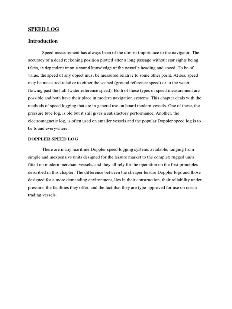 Navigators' Guide to Speed Logs | PDF