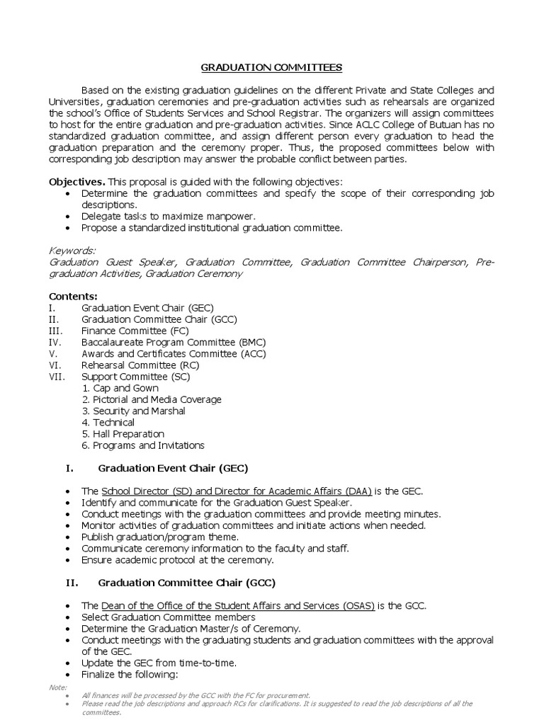 GRADUATION COMMITTEES - Cop | PDF | Graduation | Business