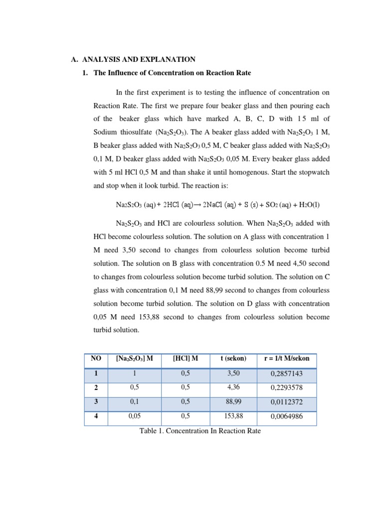 Analysis and Explanation | PDF | Catalysis | Reaction Rate