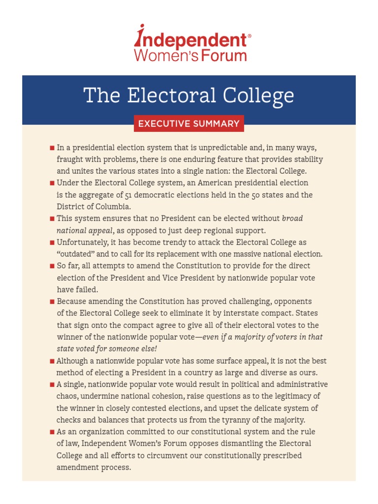 Legal Brief: The Electoral College | PDF | National Popular Vote ...