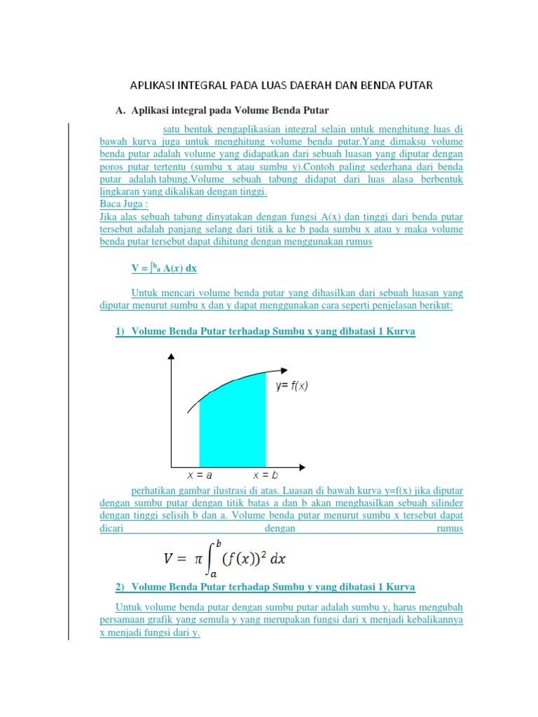 Aplikasi Integral Pada Luas Daerah Dan Benda Putar | PDF | Metode ...
