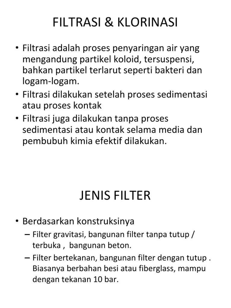 Fltrasi Klorinasi | PDF