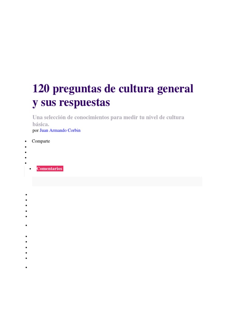 120 Preguntas de Cultura General y Sus Respuestas | PDF | Alemania ...