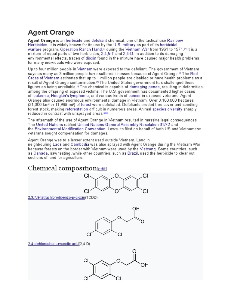 Agent Orange: Chemical Composition | PDF | Agent Orange