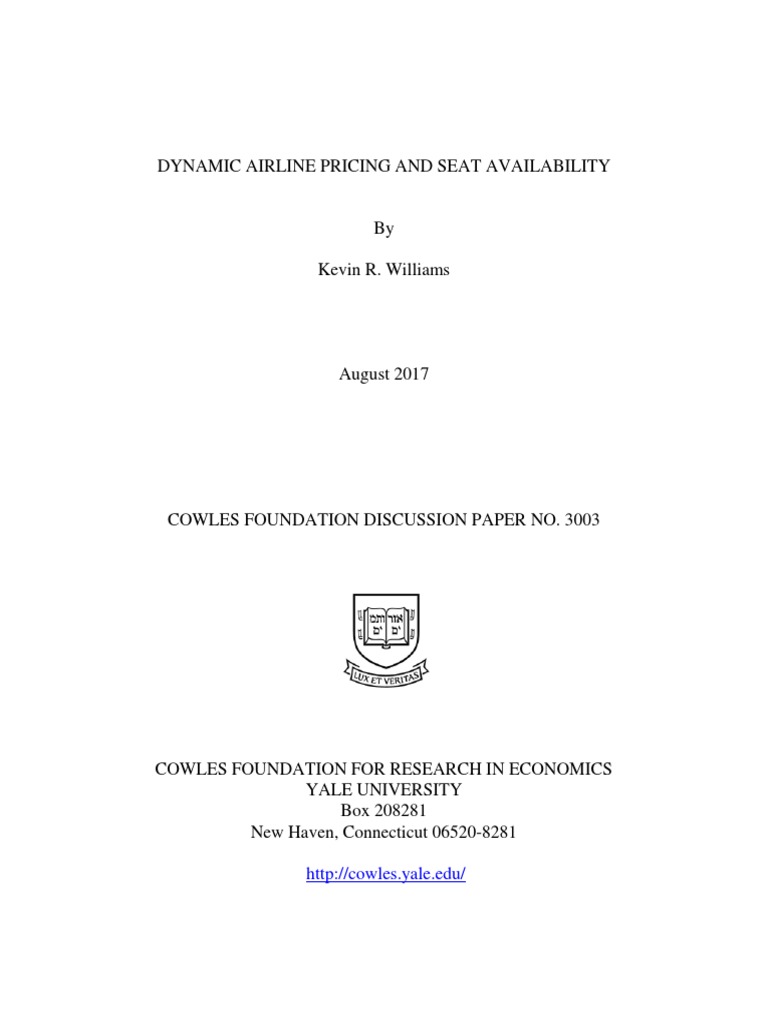 Dynamic Airline Pricing and Seat Availability | PDF | Price ...
