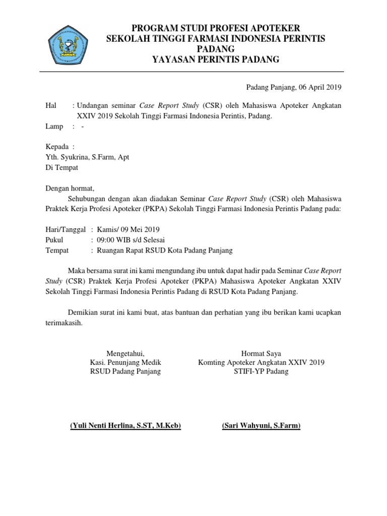 Surat Undangan Seminar Neuro Apt | PDF