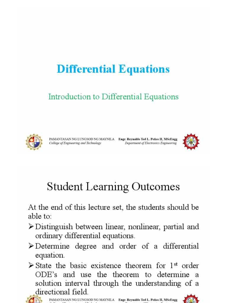 Differential Equations - Introduction PDF | PDF | Differential ...