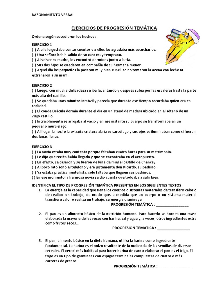 Ejercicios de Progresión Temática | PDF | Panes | Cereales