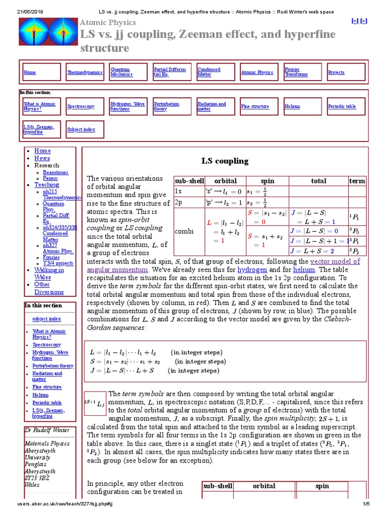 Zeeman Effect, and Hyperfine Structure | PDF | Spin (Physics) | Electron Configuration