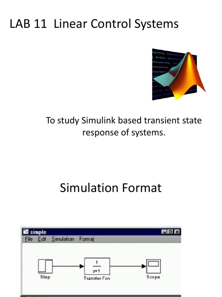 LAB 11 Linear Control Systems: To Study Simulink Based Transient State ...