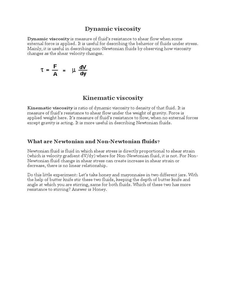 Dynamic Viscosity | PDF