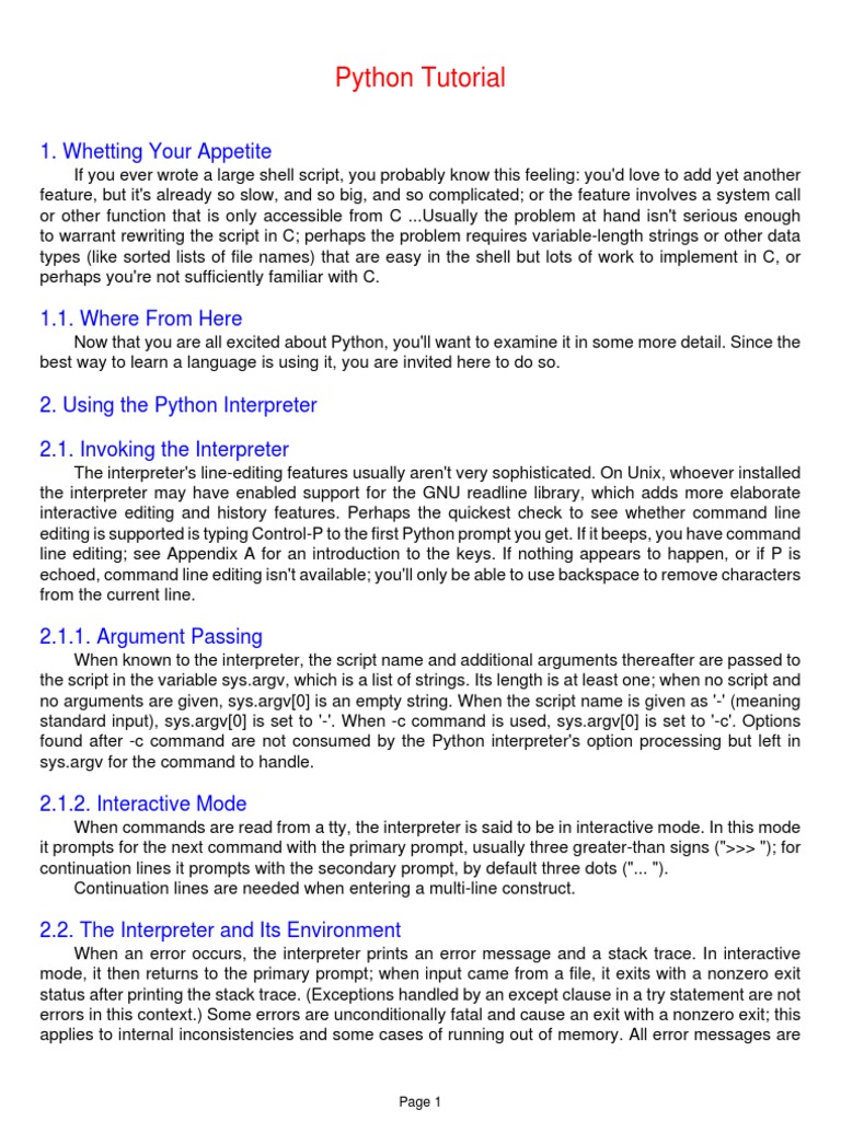 Python Tutorial: 1. Whetting Your Appetite | PDF | Command Line Interface | C (Programming Language)