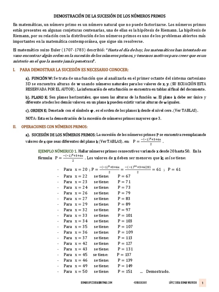 Demostracion Hipotesis de Riemann | PDF | Número primo | Secuencia