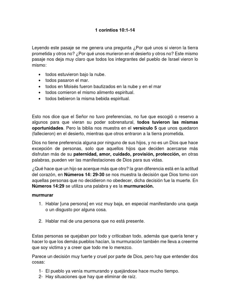 1 Corintios 10 | PDF | Primera epístola a los corintios | Dios
