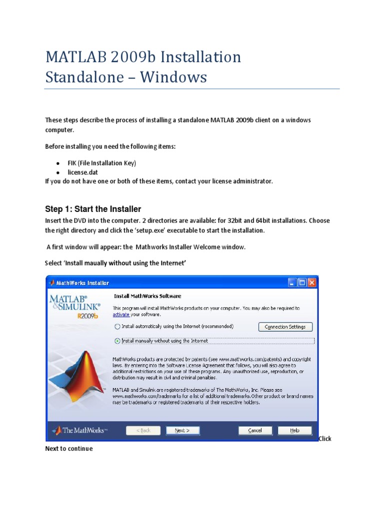MATLAB 2009b Install Stanadlone Win | PDF
