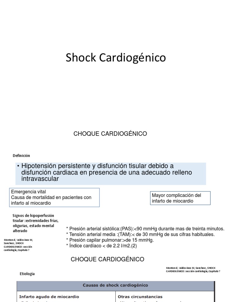CHOQUE CARDIOGENICO.PPT | Choque (circulatorio) | Infarto de miocardio